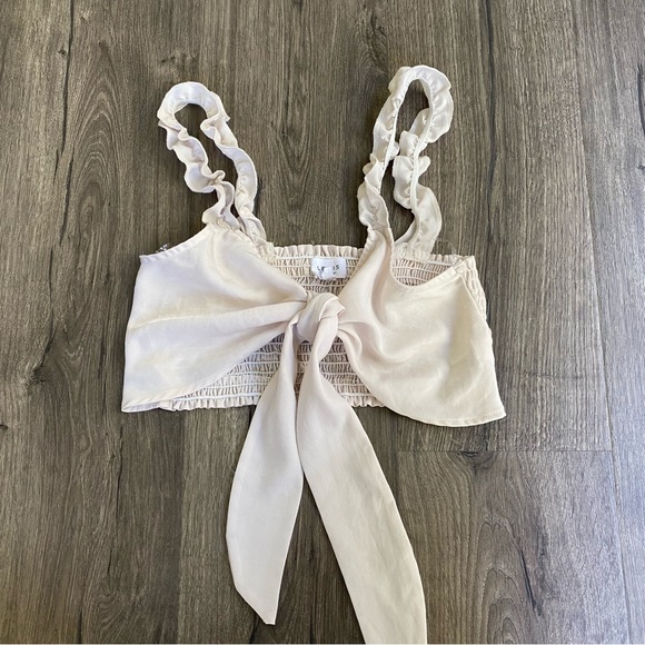 Le Lis | Tops | Le Lis Sheer Tie Front Smocked Back Cropped Bra Top ...